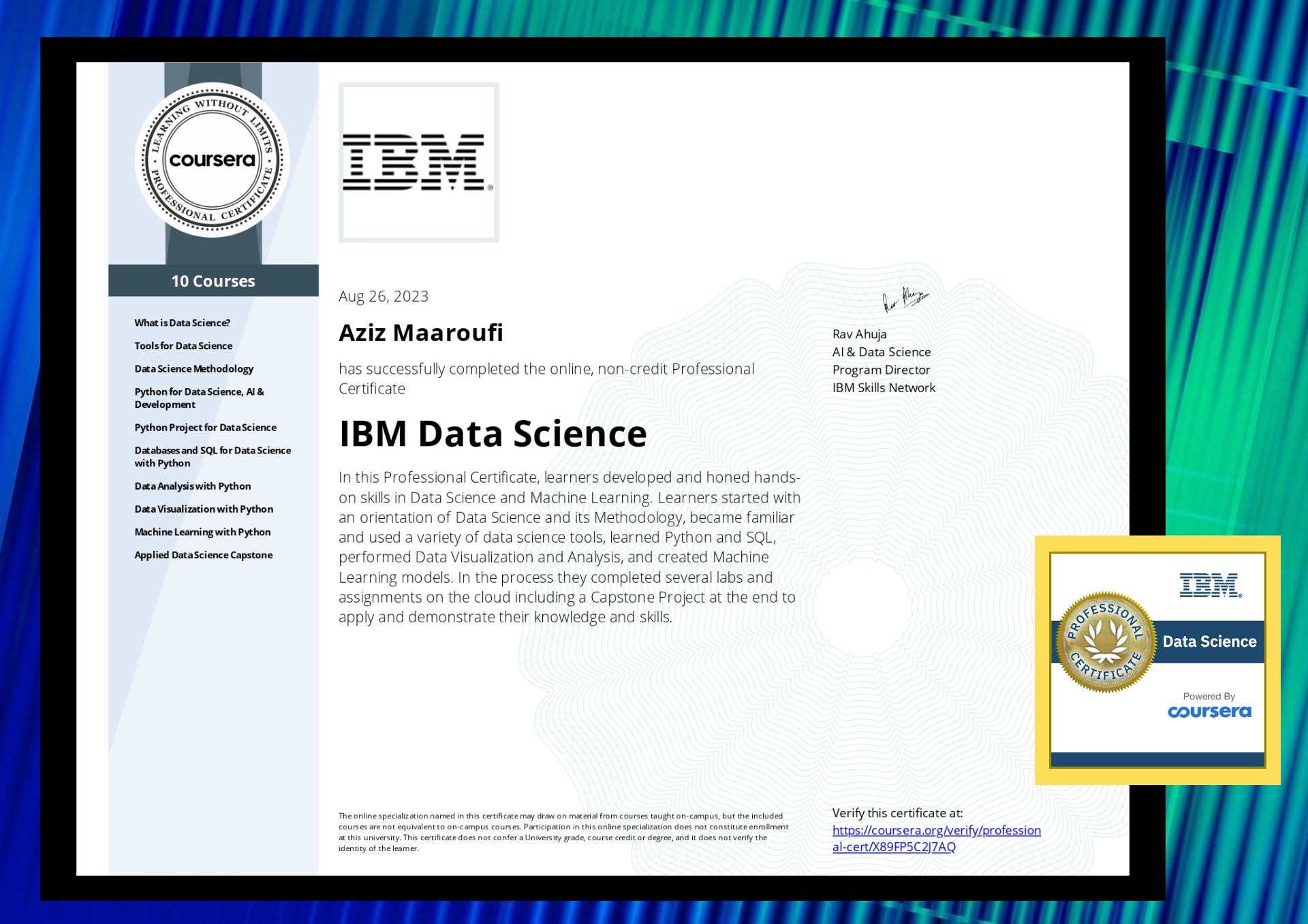 Certifications | Aziz Maaroufi