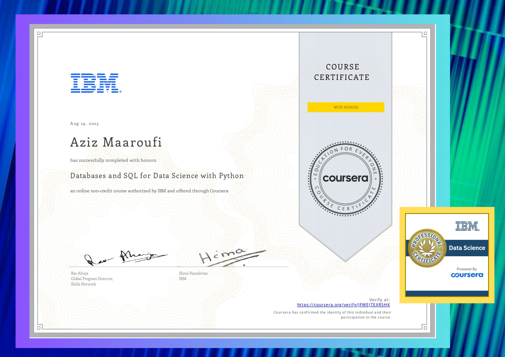 Certifications | Aziz Maaroufi